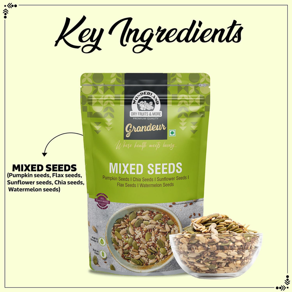 Wonderland Foods 200g Grandeur Premium Mixed Seeds Pouch